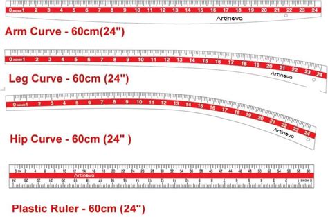 Artinova Tailoring Scale Set Of 4 Arm Curve Hip Curve Straight Ruler
