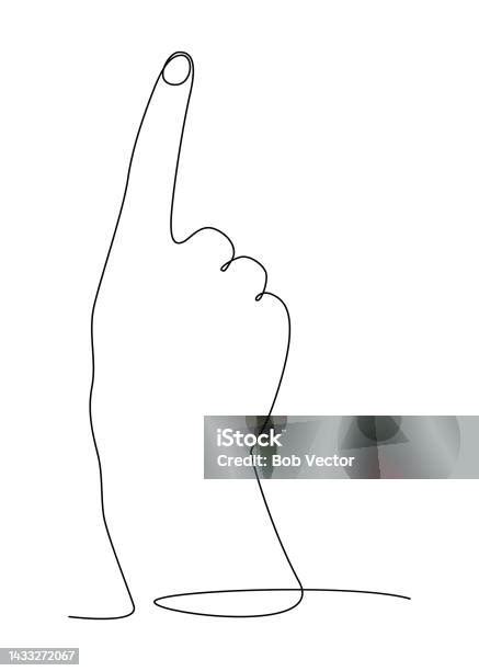 집게 손가락을 가리키는 하나의 연속 선 그리기 씬 라인 일러스트 레이 션 벡터 개념 윤곽선 그리기 창조적 인 아이디어 윤곽