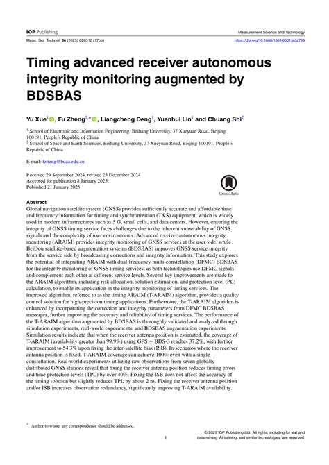 Timing Advanced Receiver Autonomous Integrity Monitoring Augmented By Bdsbas Request Pdf