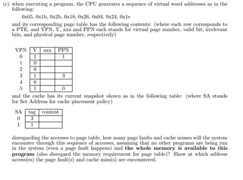 Solved C When Executing A Program The Cpu Generates A