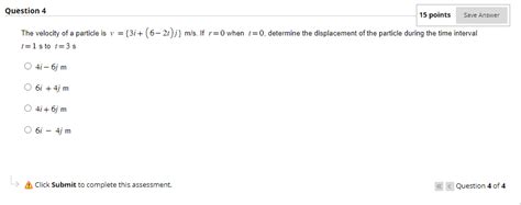 Solved The Velocity Of A Particle Is V {3i 6−2t J}m S If