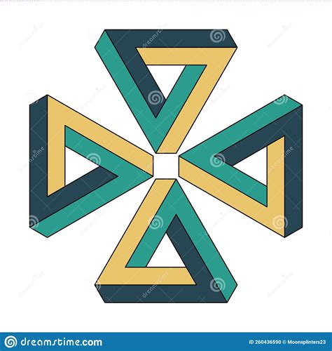 Penrose Triangle Icon Impossible Vector Geometric Shape Object Optical Illusion Illustration