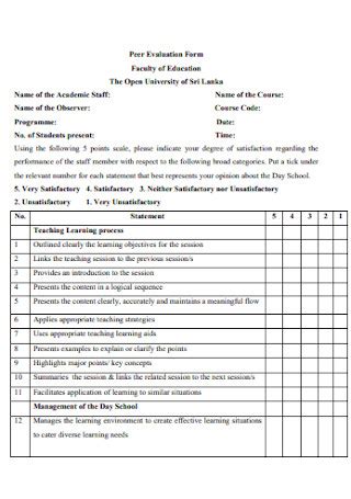50 SAMPLE Peer Evaluation Forms In PDF MS Word