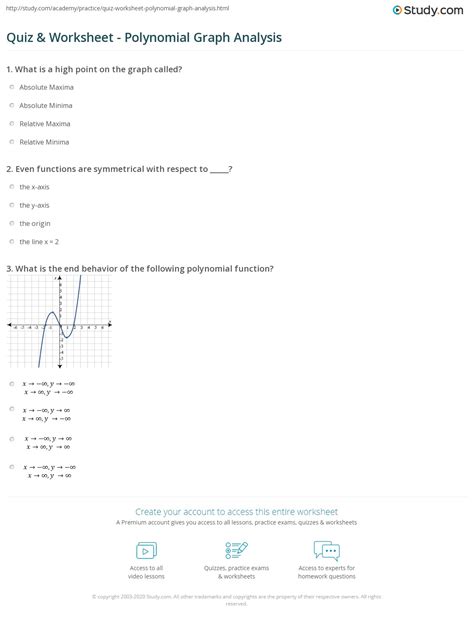 Quiz And Worksheet Polynomial Graph Analysis