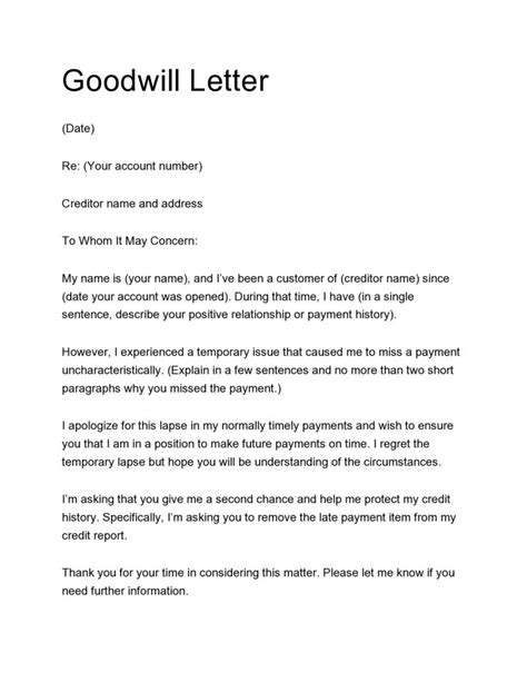 40 Free Goodwill Letter Templates And Examples ᐅ Templatelab