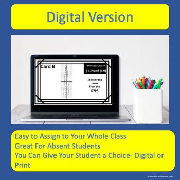Zeros Roots X Intercepts Of Quadratics Scavenger Hunt Digital Paper Versions