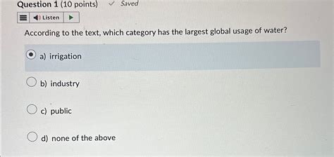 Solved Question 1 10 ﻿points ﻿savedaccording To The Text