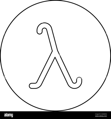 Lambda Greek Symbol Small Letter Lowercase Font Icon In Circle Round Outline Black Color Vector
