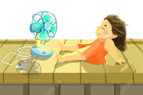 Summer Girl Blowing Electric Fan Photo Summer Girl Blowing Fan Png