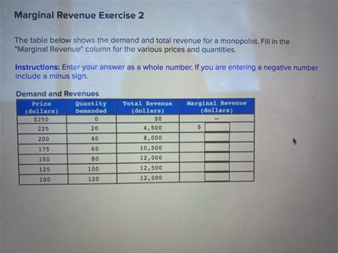 Solved Marginal Revenue Exercise 1 Algo The Table Below