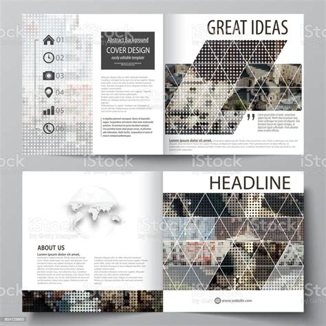 사각형 디자인 Bi에 대 한 비즈니스 템플릿 접어 소책자 전단지 책자 보고서 커버 전단지 추상적인 벡터 레이아웃 여행 사업 도시 경관에 대 한 점선된 텍스처의 화려한 배경