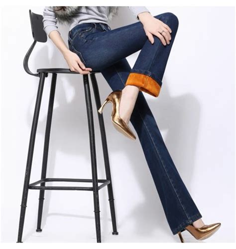 여성 기모 청바지 데님 팬츠 블랙진 세미 부츠컷 나팔 하이웨스트 겨울 Uqd63 티몬