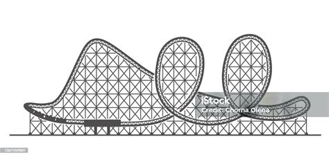 롤러 코스터 실루엣 놀이 공원에서 트랙을 타고 무서운 매력 벡터 개요 그림 롤러코스터에 대한 스톡 벡터 아트 및 기타 이미지 롤러코스터 검은색 공원 Istock