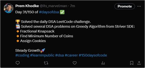 day 31 of daysofdsa solved dsa challenge prem khodke posted on the