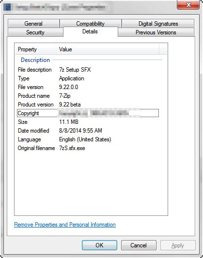 7zip How To Set File Properties 7zssfx Self Extracting Executable Stack Overflow