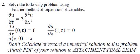 Solved Solve The Following Problem Using Fourier Method Of Chegg