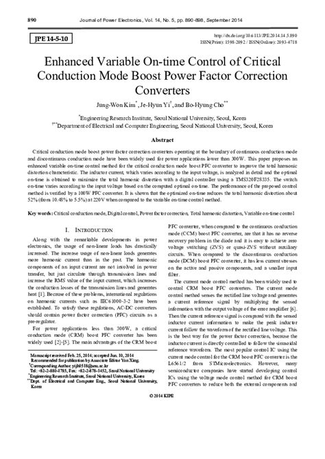 Pdf Enhanced Variable On Time Control Of Critical Conduction Mode Boost Power Factor