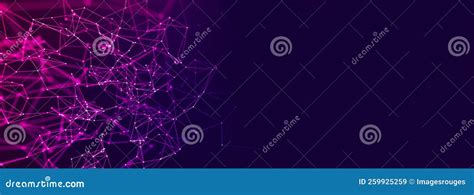 Panoramic Abstract Triangular Cells Connecting Dots For Business And Tech Stock Image Image Of