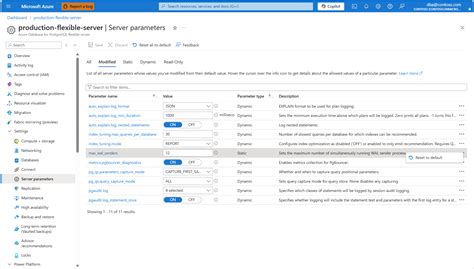 Revert One Server Parameter To Its Default Azure Database For