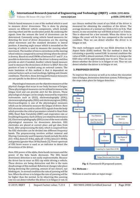 Irjet A Review Paper On Visual Analysis Of Eye State Using Image Processing For Driver Fatigue