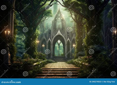 Towering Trees Forming Archway Stock Illustration Illustration Of Landscape Wood 290279033