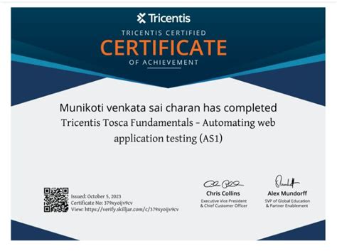 Charan Munikoti On Linkedin Certification Automation Tricentistosca Continuouslearning