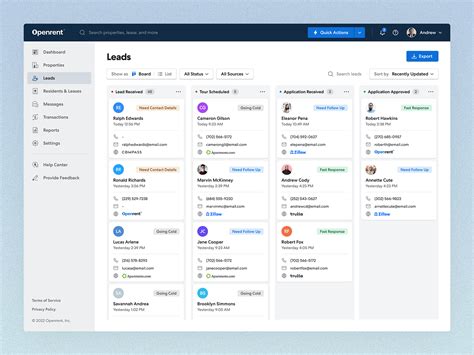 Property Management Software Leads Kanban Board Behance