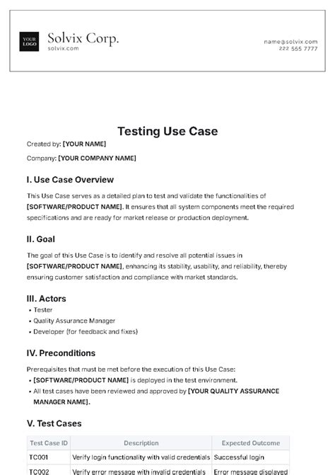 Free Use Case Templates To Edit Online And Print