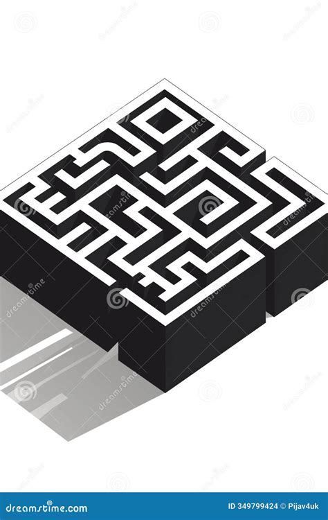 Complex Illustration Of Maze And Puzzle With Riddle Shapes And Exit
