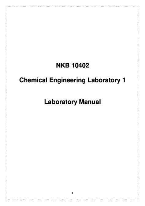 Pdf Chemical Engineering Laboratory 1 Lab Manual