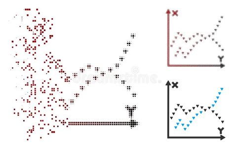 Decomposed Pixel Halftone Dotted Functions Plot Icon Stock Vector