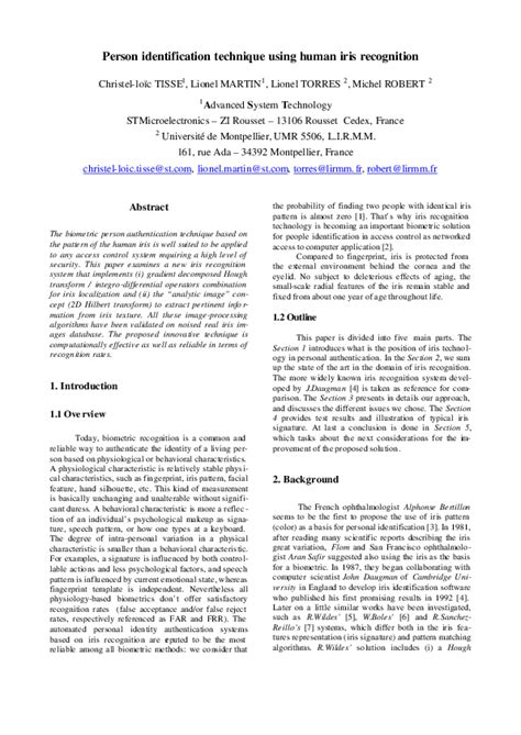 Pdf Person Identification Technique Using Human Iris Recognition