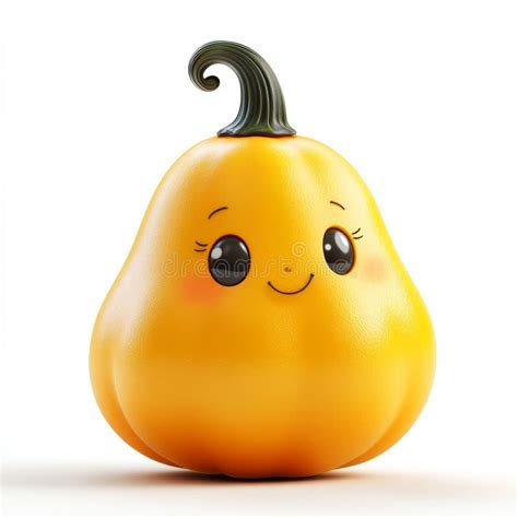Cute Cartoon Butternut Squash Character With A Joyful Expression Stock
