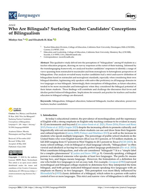 Who Are Bilinguals Surfacing Teacher Candidates Conceptions Of Bilingualism Pdf