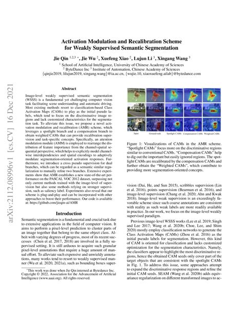 Activation Modulation And Recalibration Scheme For Weakly Supervised Semantic Segmentation Deepai