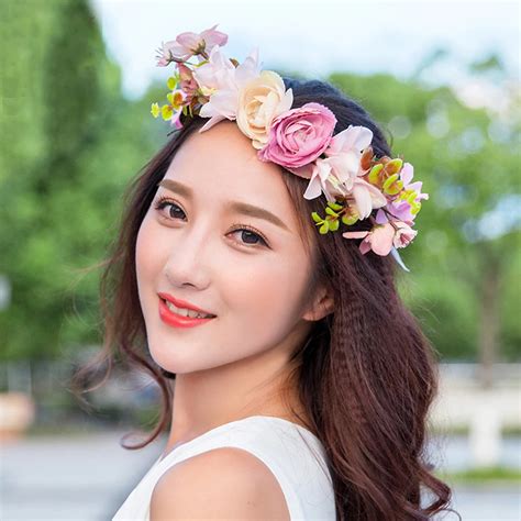 여성 웨딩 가짜 꽃 화환 크라운 머리띠 꽃 화환 머리 장식hair Decorationheadband Floralcrown