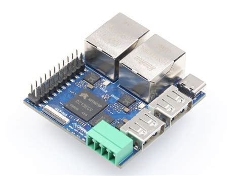 this 2 inch board is a dual port ethernet router with a risc v processor liliputing