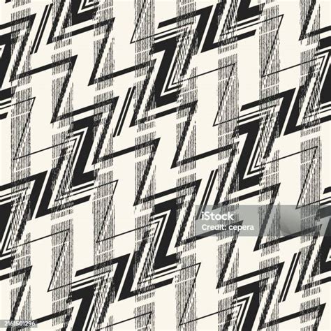 Monochrome Grain Variegated Zigzag Pattern Stock Illustration
