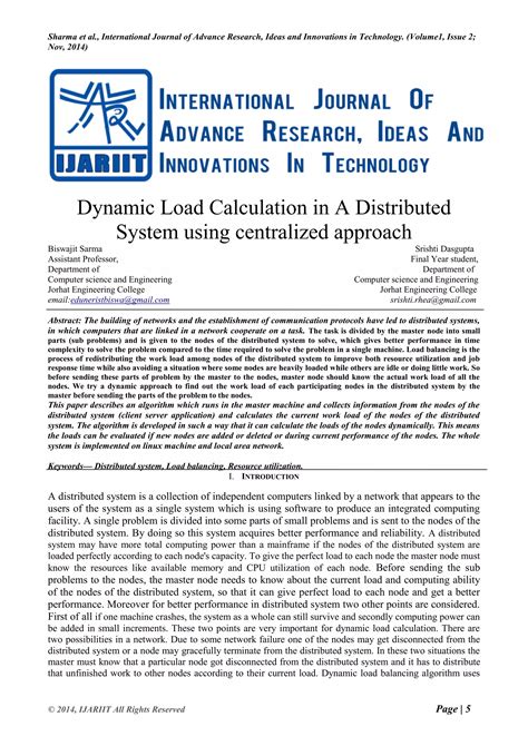 Dynamic Load Calculation In A Distributed System Using Centralized Approach Pdf