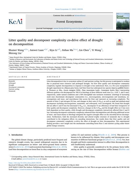 Pdf Litter Quality And Decomposer Complexity Co Drive Effect Of