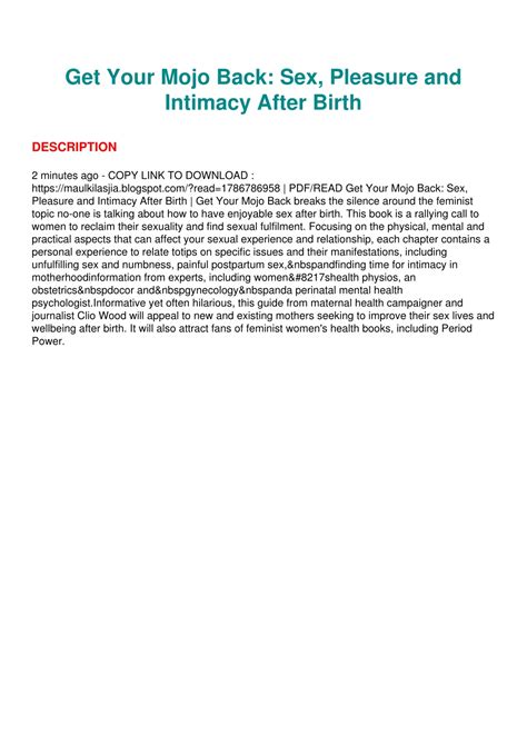 PPT Get PDF Download Get Your Mojo Back Sex Pleasure And Intimacy After Birth Ki
