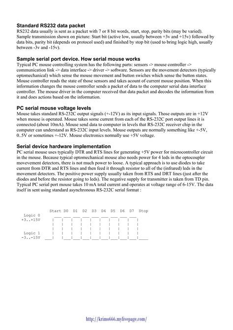 Pc Serial Port Rs 232 De9 Pinout Pdf Computer Peripherals Computing
