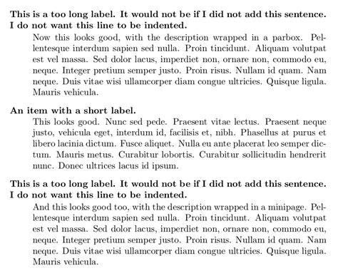 Lists Description Environment With Line Break And No Indent In Labels