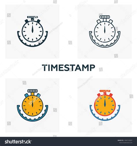 Timestamp Icon Set Four Elements Diferent Stock Vector Royalty Free Shutterstock