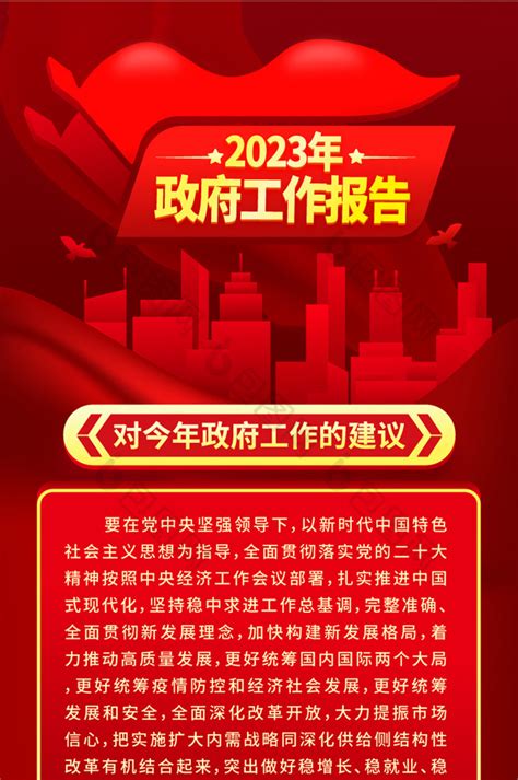 两会政府工作报告h5长图 包图网