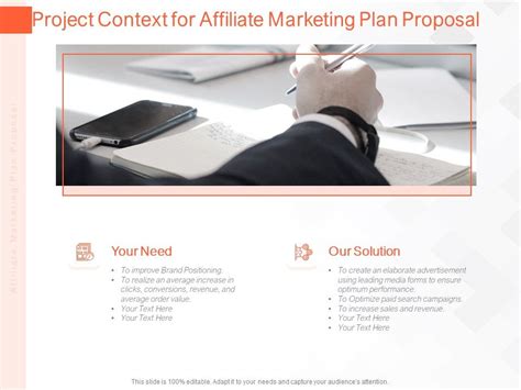 Online Advertising Plan Proposal Project Context For Affiliate Marketing Plan Proposal Ppt