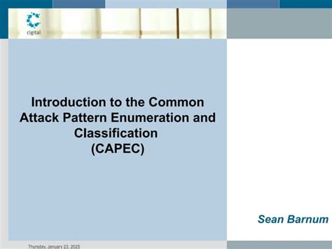 introduction to the common attack pattern enumeration and