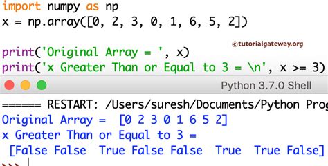 Python Numpy Comparison Operators