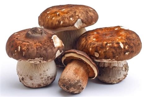 Premium Ai Image Shiitake Mushroom Lentinula Edodes On White Background Generative Ai