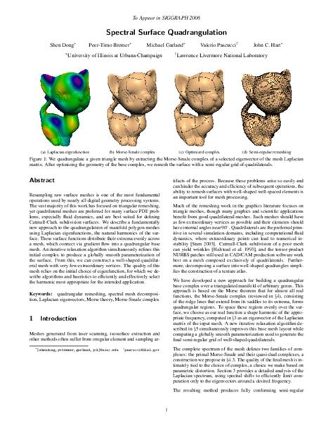 Pdf Spectral Surface Quadrangulation